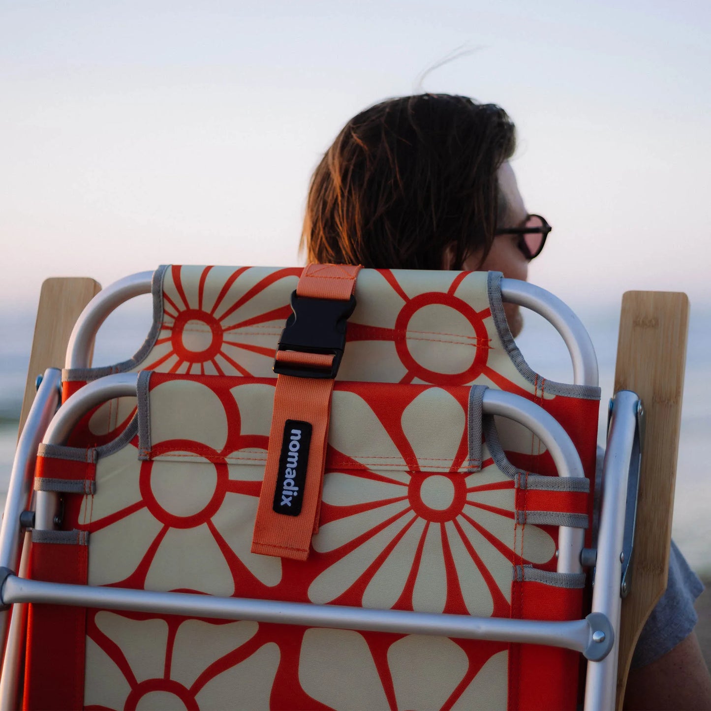 Easy Chair: Big Flowers Expedition Orange – Bluedot Living Collection