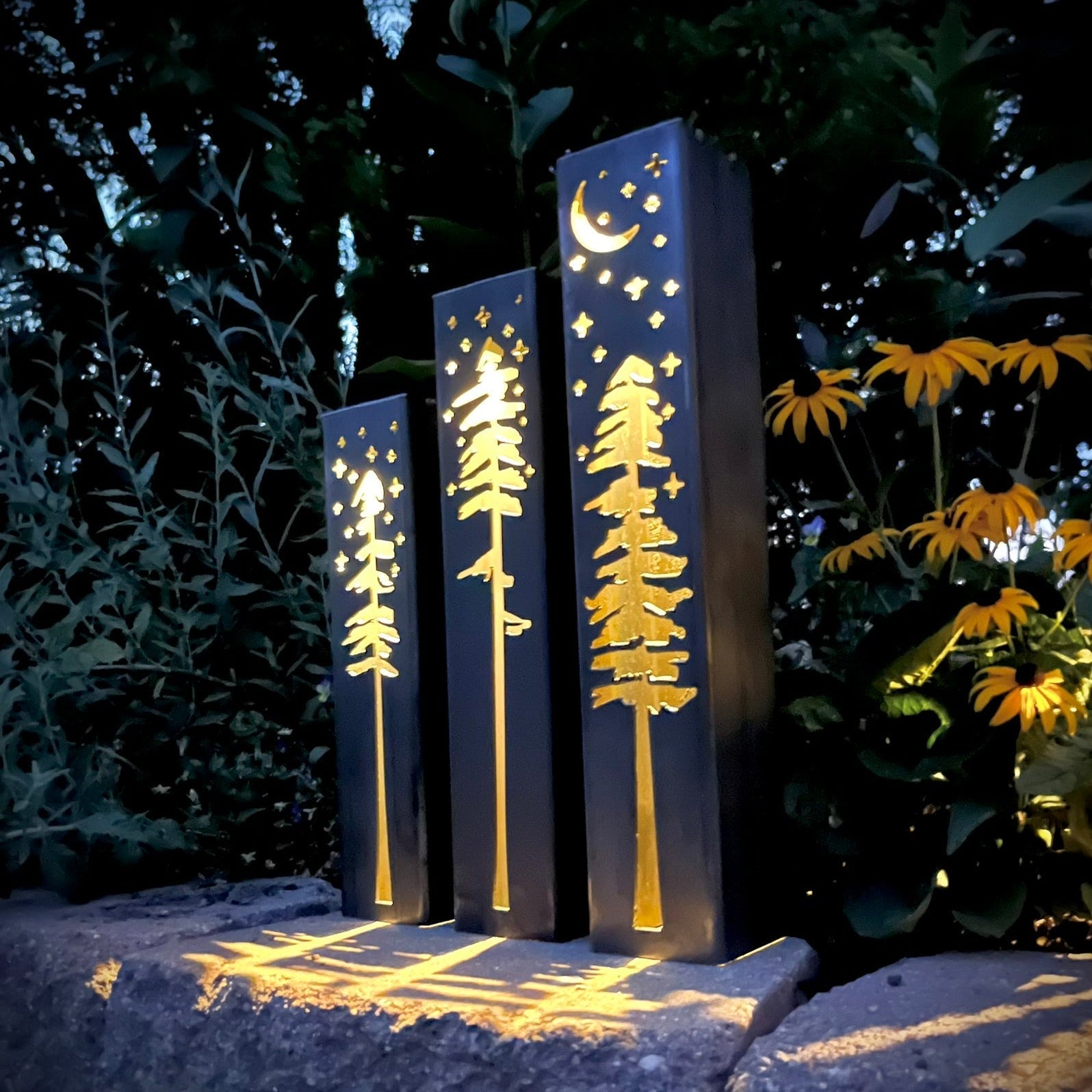Pine Tree Night Sky Luminary Tube w/ Solar Cap | 12-inch, 14-inch, 16 ...