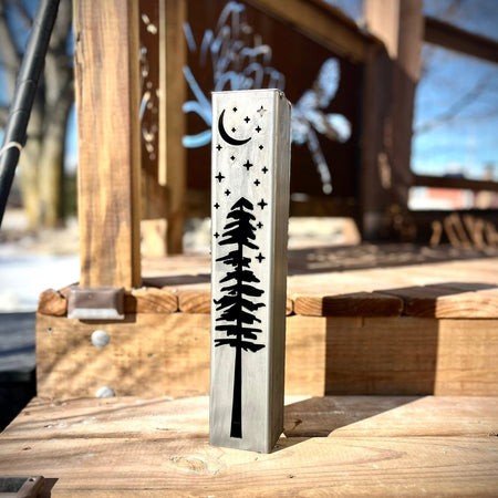 Pine Tree Night Sky Luminary Tube w/ Solar Cap | 12-inch, 14-inch, 16 ...