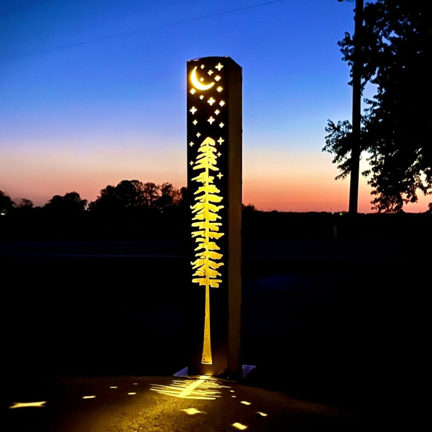 XL Pine Night Sky Solar Luminary Pillar | Steel – Bluedot Living Collection